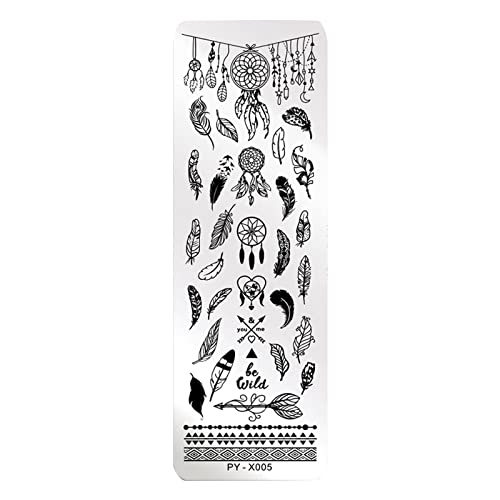 Printing Plate Nail Stainless Steel Printing Plate Blue Film Steel Plate Geometric Floral Series Colorful Printing Transfer Template Auto Nail File (D, 小方形印花板)
