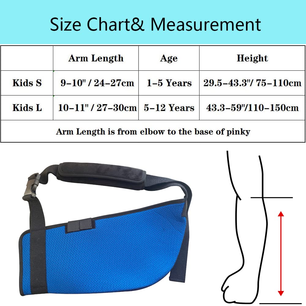 Ledhlth Soft Foam Arm Sling Blue for Shoulder Kids Toddler Arm Support Brace for Broken Collarbone Children Shoulder Immobilizer for Shoulder Injury (Kids S)