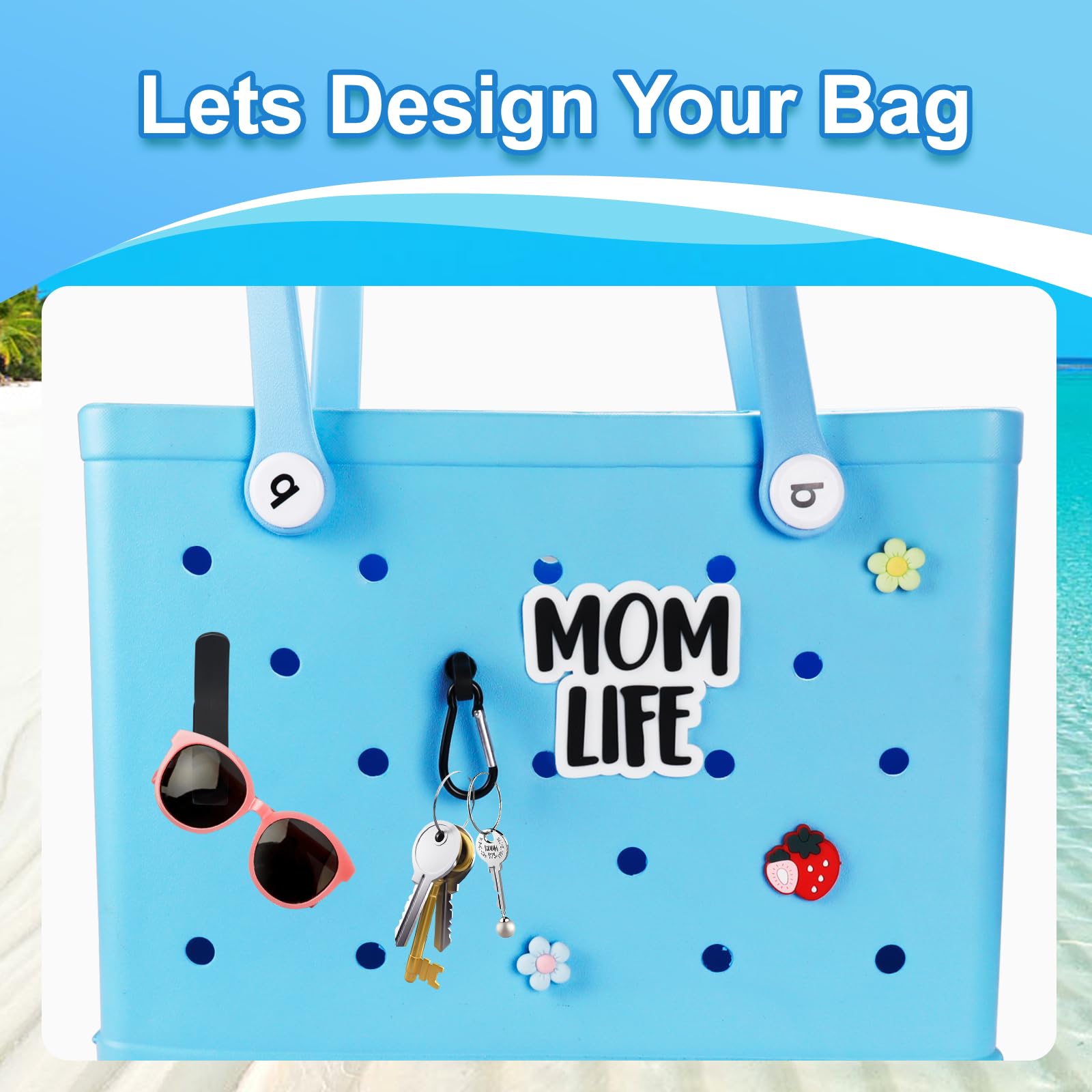 orlight Charm for Bogg Bag, Bogg Bag Charms Accessories Compatible with Bogg Bag, Insert bogg bag for Southern Bag Beach Tote Bag (Momlife)
