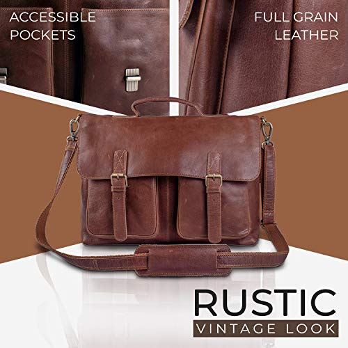 KomalC 16 Inch Leather briefcase Laptop Messenger Bags for Men and Women Best Office Satchel Bag
