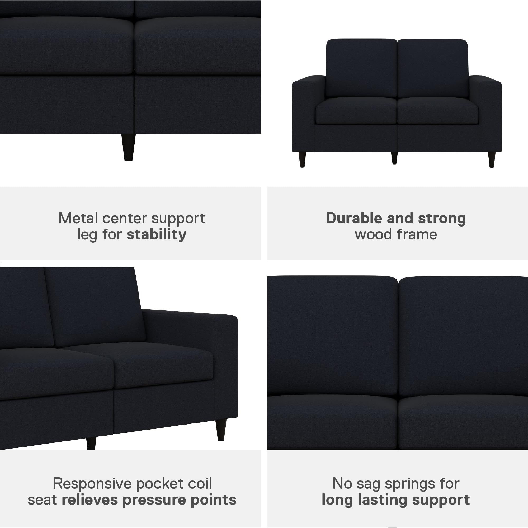 REALROOMS Coral Loveseat 2 Seater Upholstered Sofa, Green Velvet