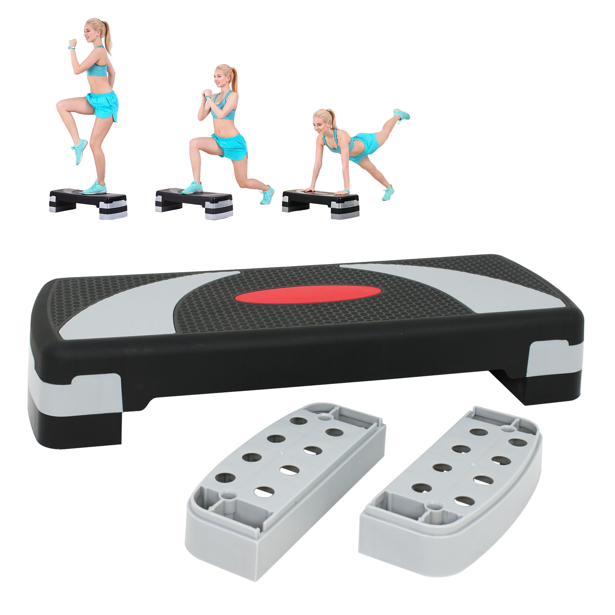 HomGarden 31" Adjustable Workout Aerobic Stepper in Fitness & Exercise Step Platform Trainer Stepper w/Risers Adjust 4" - 6" - 8"