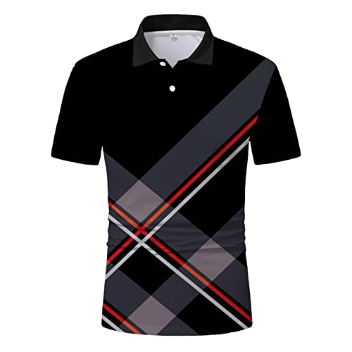 Men's Shirts Short Sleeve Business Polo Shirts for Men Athletic Short Sleeve Patterned Polo Shirts Funny