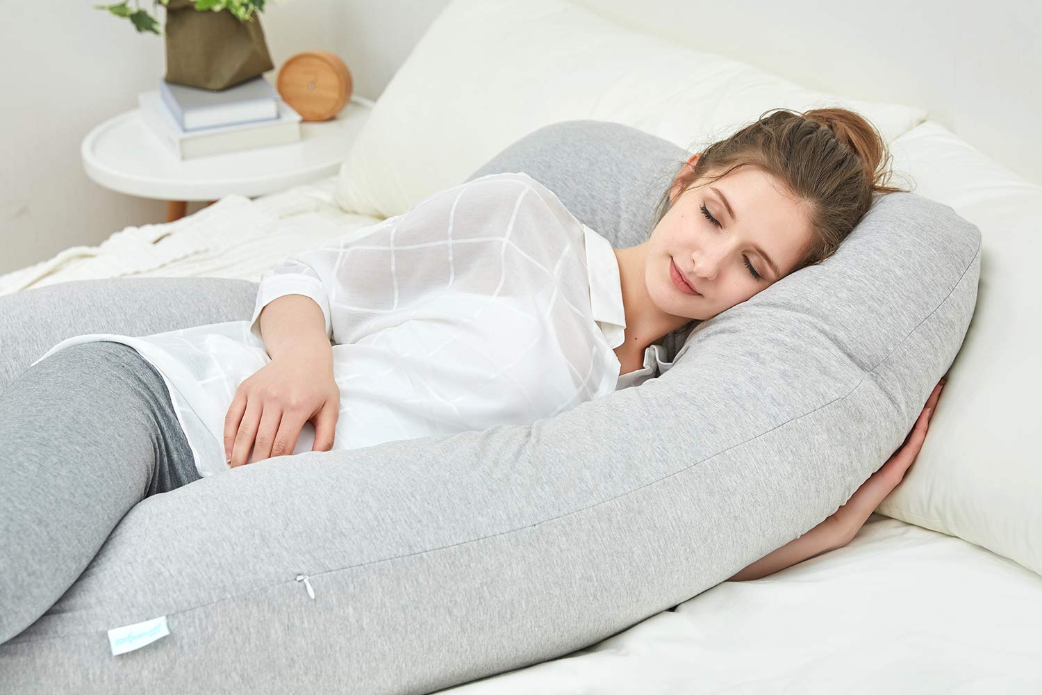 Joyourbaby 59'' Full Body Pregnancy Pillow U-Shaped Maternity Sleeping Pillow with Removable Cover (Gray)