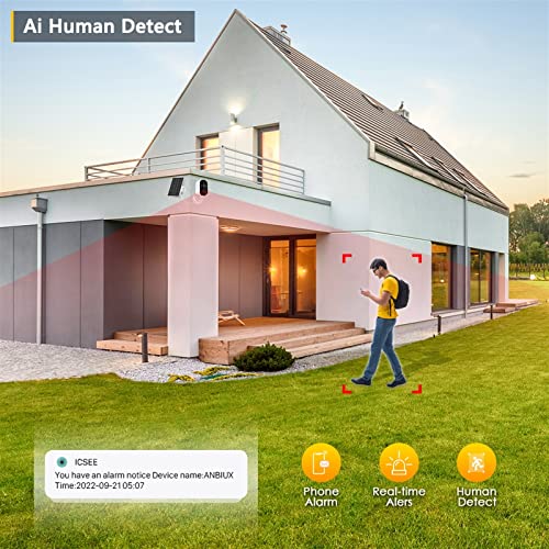 Security Camera Camera WiFi Solar Camera Outdoor Night Vision IP Camera and 6000mAh Rechargeable Battery Security Camera CCTV Video Surveillance Camera Surveillance Camera with Spotlight ( Color : 128