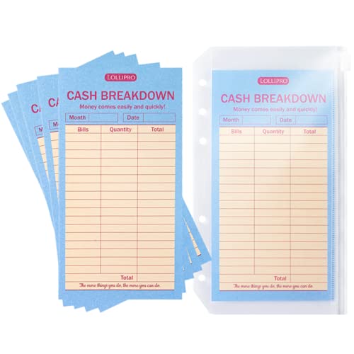 lollipro Budget Binder 6 Ring Clear Refillable Money Organizer, Small A6 Planner Binder, Cash Envelopes Inside with Cash Break Down Cards and Label Stickers(Leaves)