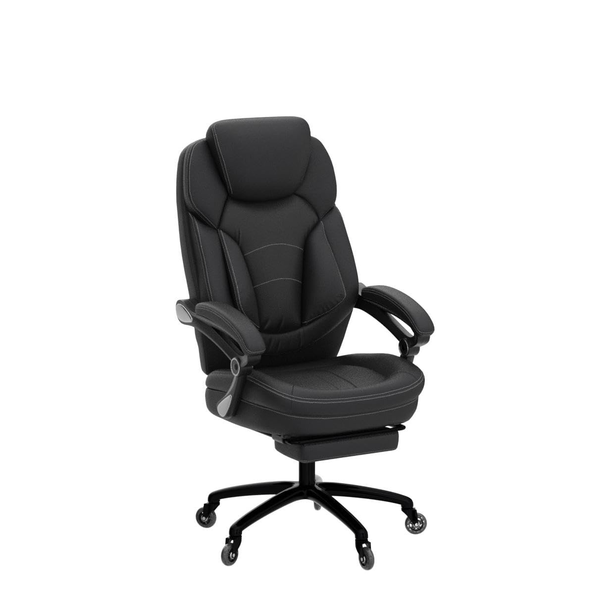 KCREAM Big and Tall Office Chair High Back Massage Reclining Office Chair with Footrest - Executive Computer Chair Home Office Desk Chair Thick Padded Strong Metal Base Quiet Wheels (Black)