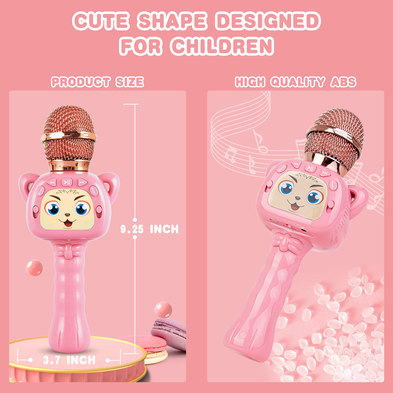 HOMILY Karaoke Wireless Microphone for Kids Magic Sound Function Portable Bluetooth Microphone Handheld Microphone Speaker Gifts for 5 Year Old Girls