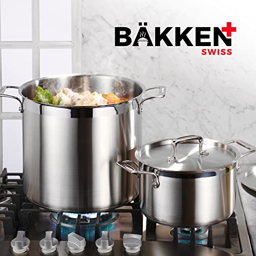 Stockpot β 24 Quart β Brushed Stainless Steel β Heavy Duty Induction Pot with Lid and Riveted Handles β For Soup, Seafood, Stock, Canning and for Catering for Large Groups and Events by BAKKEN
