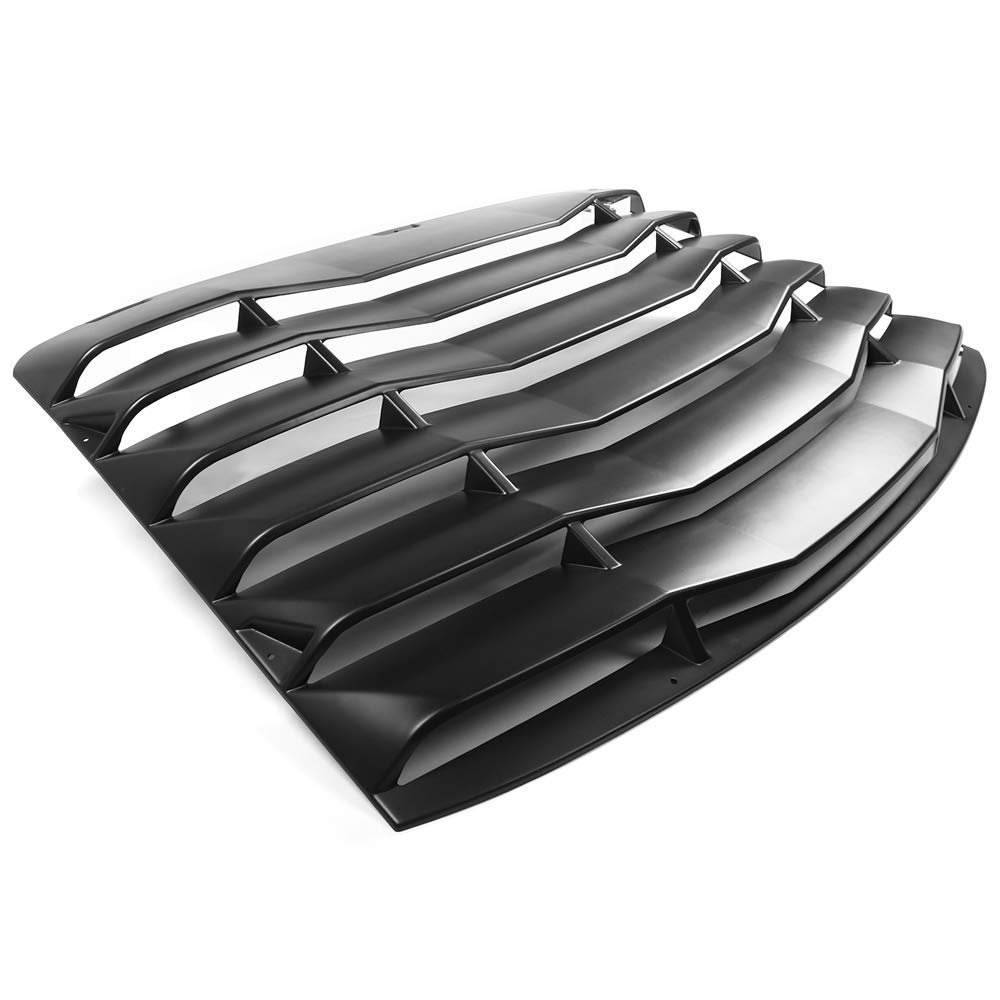 IKON MOTORSPORTS, Window Louver Compatible with 1999-2004 Ford Mustang, IKON Style ABS Rear Sun Shade Windshield Cover Black
