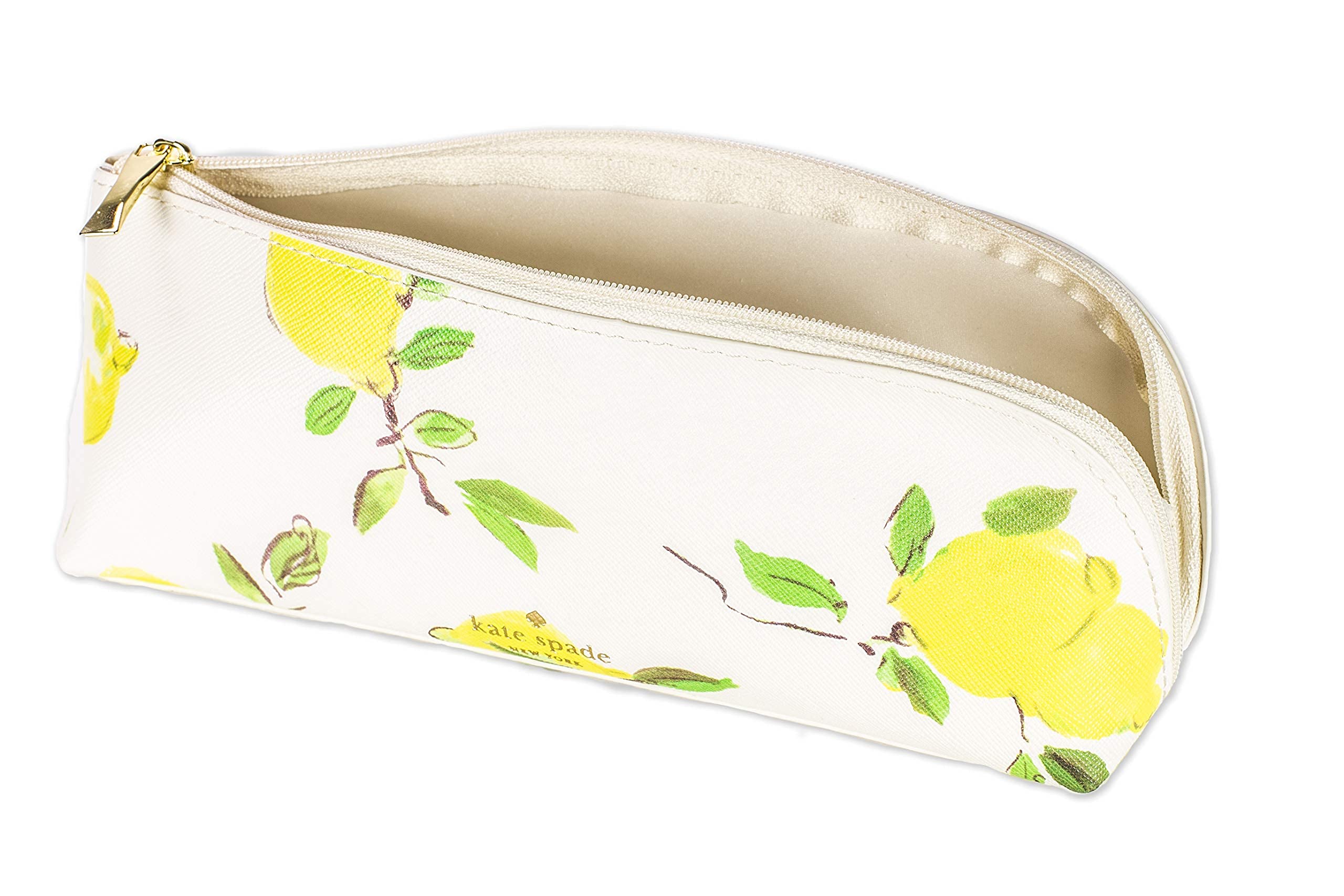 Kate Spade New York Pen and Pencil Case with Ruler, Sharpener, and Eraser, Zipper Pouch Organizer for Office Supplies, Lemons