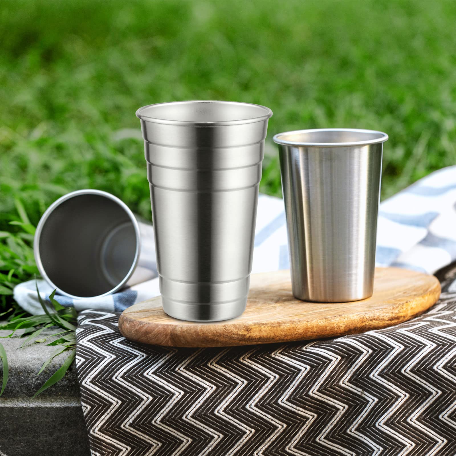 MEWAY Premium Stainless Steel Cups 24 oz Pint Cup Tumbler (12 Pack) - Premium Metal Cups - Stackable Durable Cup,Chilling Beer Glasses, for Travel, Outdoor, Camping, Everyday