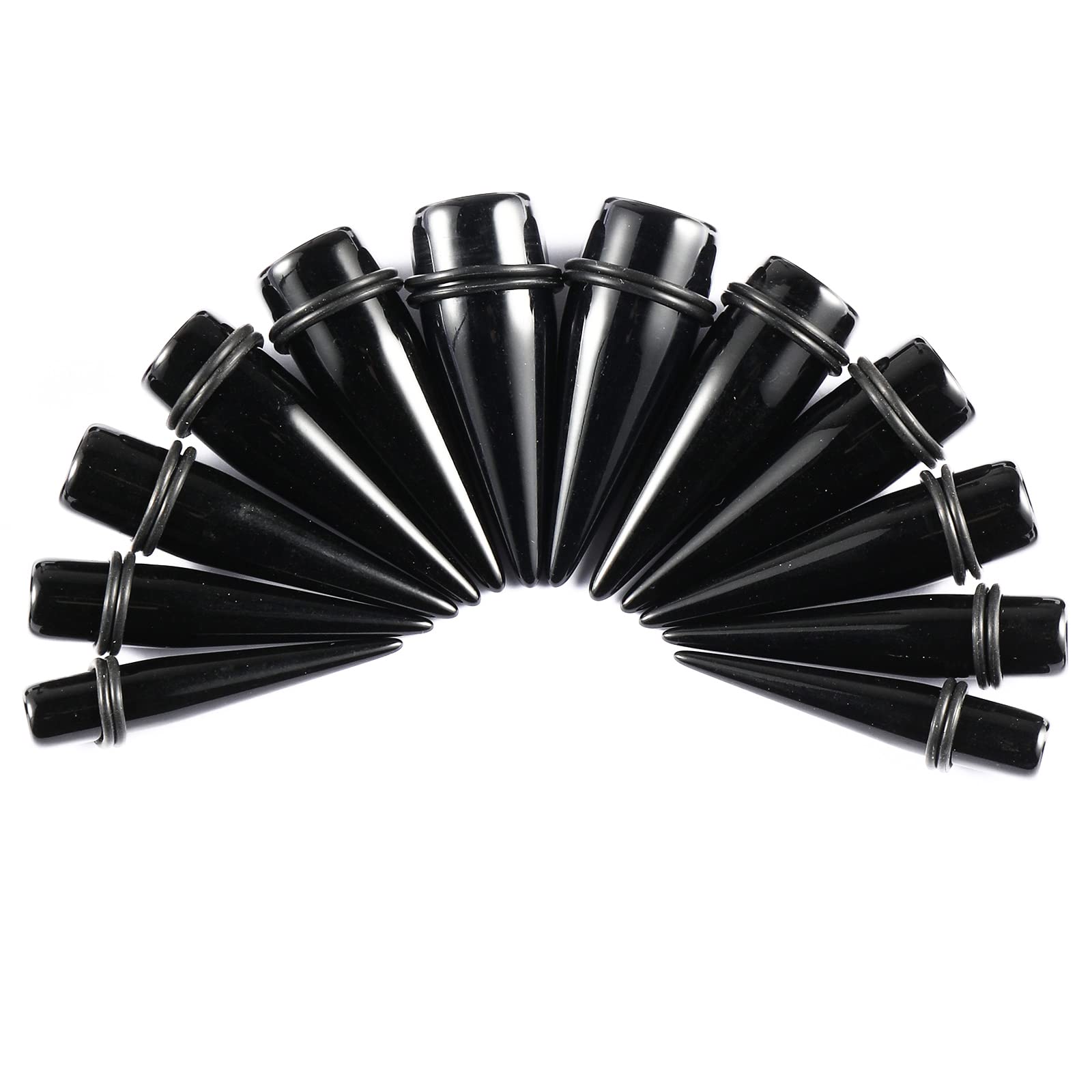 Memsion Ear Stretching Kit Gauges 24 Pieces Big Gauges 00G-20mm Ear Gauges Expander Set Acrylic Ear Tapers and Plugs Body Earring Piercing Kits Black Color