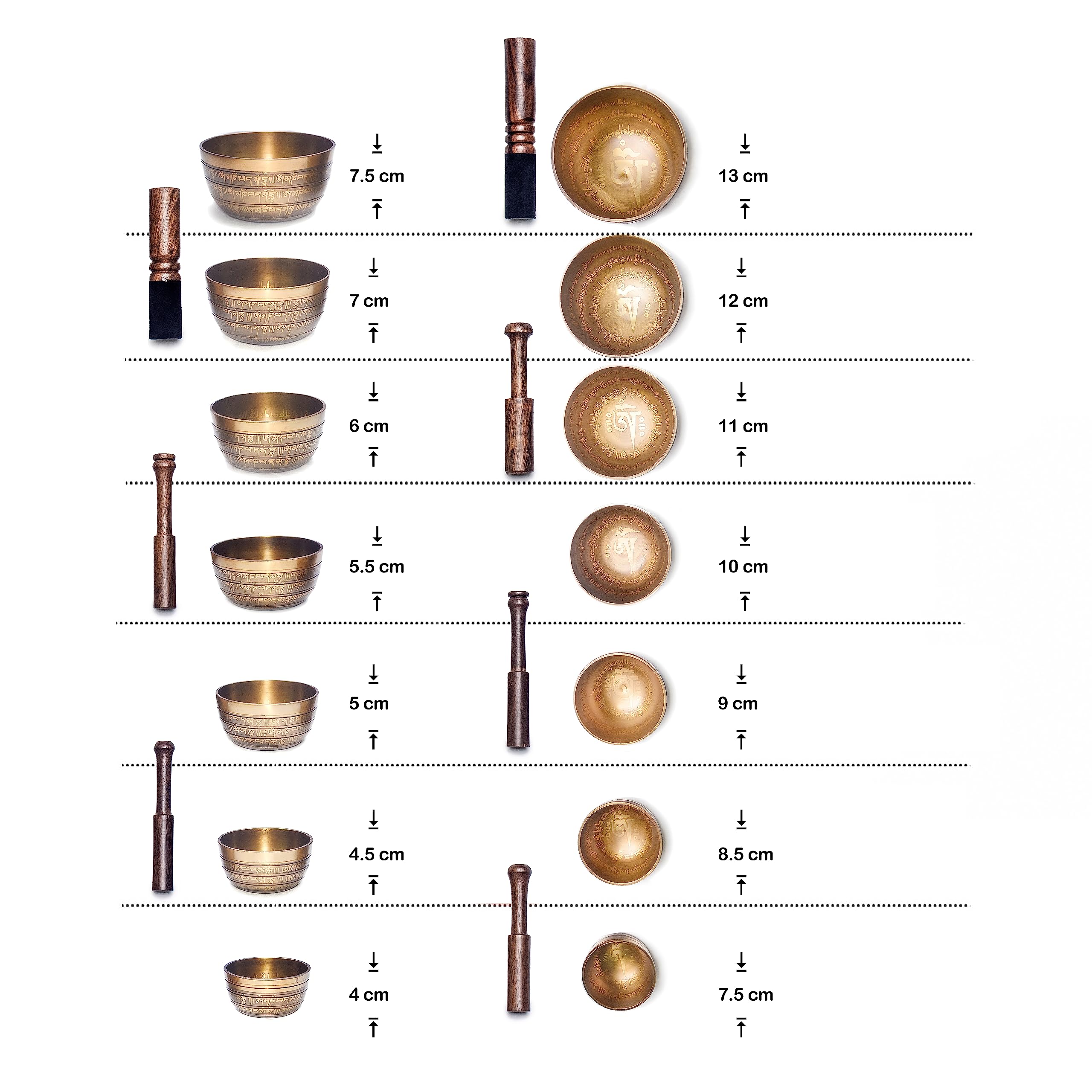 Khusi Tibetan singing bowls chakra sets, hand carved buddha mantra and symbol, sets of seven divine sound bowl.