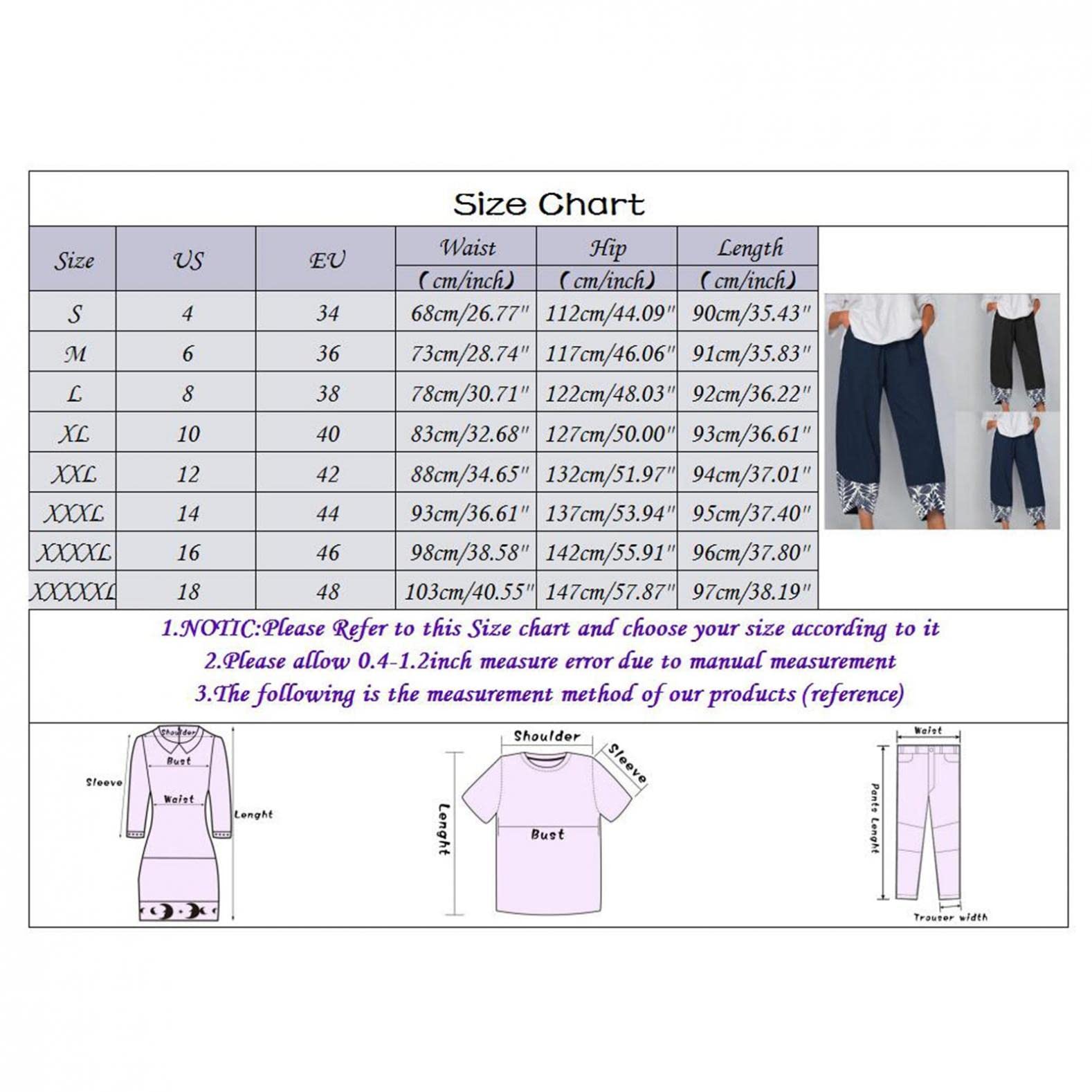 Lovely Nursling Summer Pants for Women Casual Pockets Cotton Linen Wide Leg Drawstring Elastic Waist Capris Crop Pants