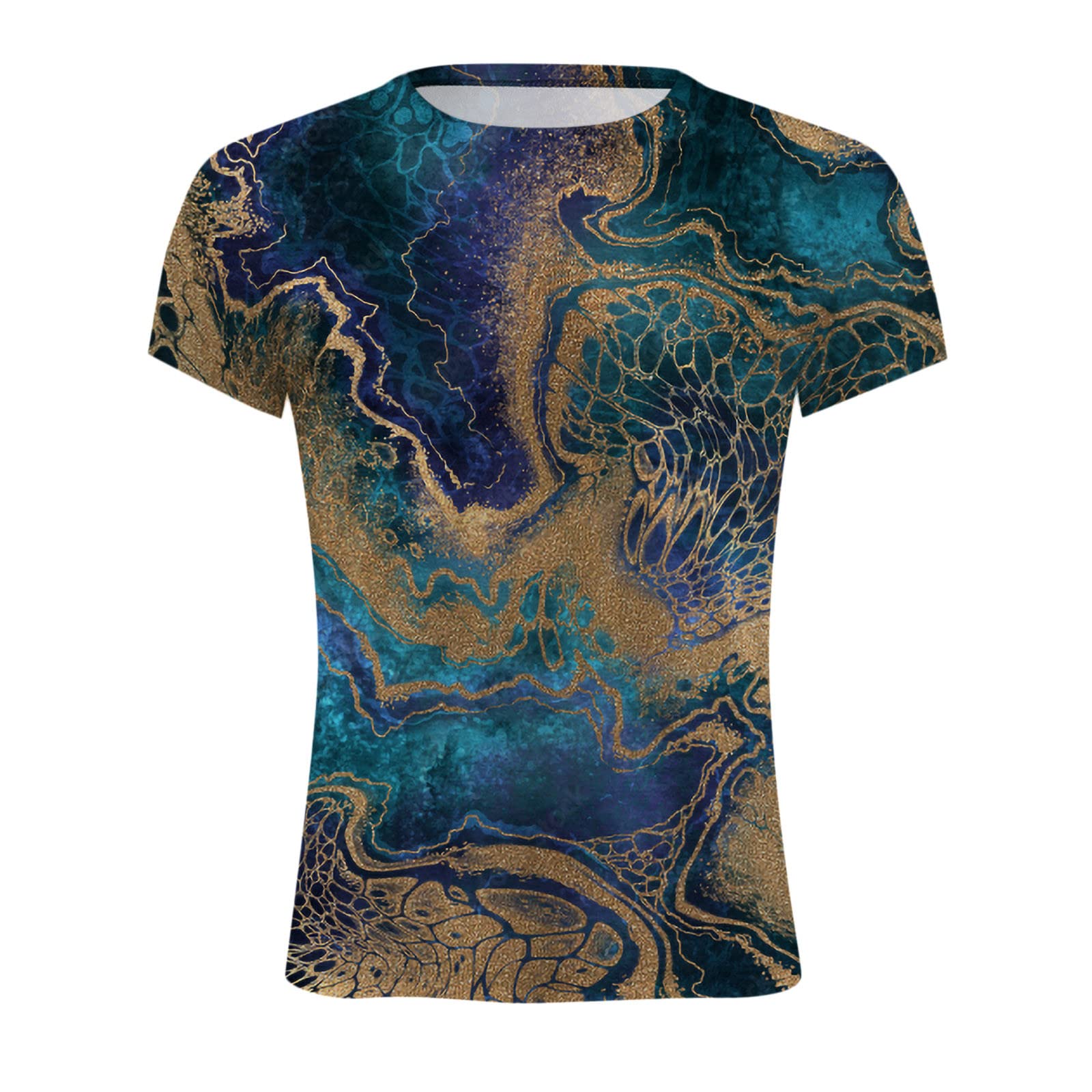 Mens Graphic Tees,Short Sleeve Shirts for Men Casual Summer Graffiti Print Crewneck T Shirt Workout Tee Tops Blue
