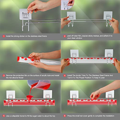 Rxivir Window Hummingbird Feeder Suction Cup, Humming Birds Feeders for Outside Window,Window Bird Feeders for Viewing,Easy to Assemble, Fill and Clean,16 Oz