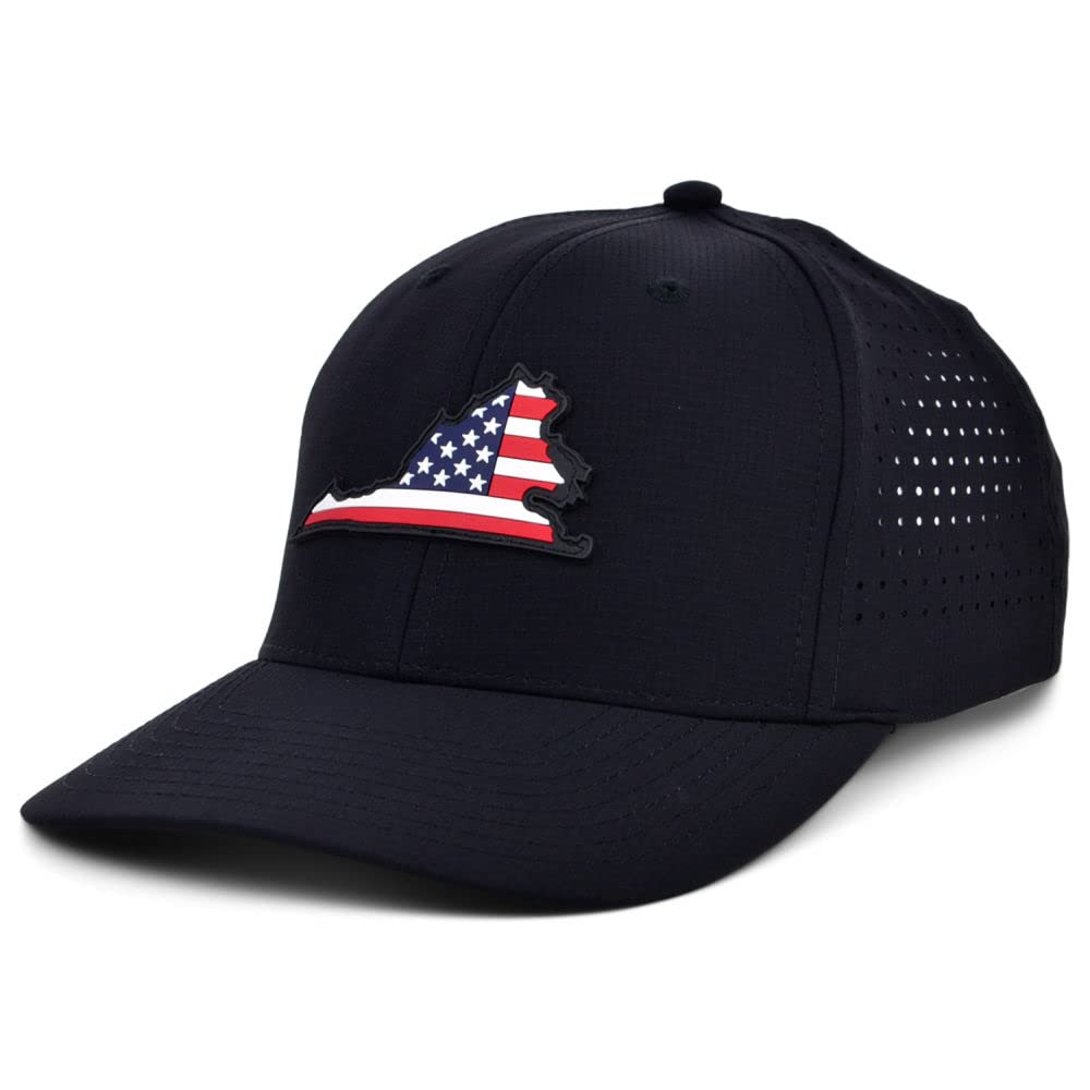 Local Crowns Virginia Rubber Patch USA Flag Fill Performance Cap (Black)