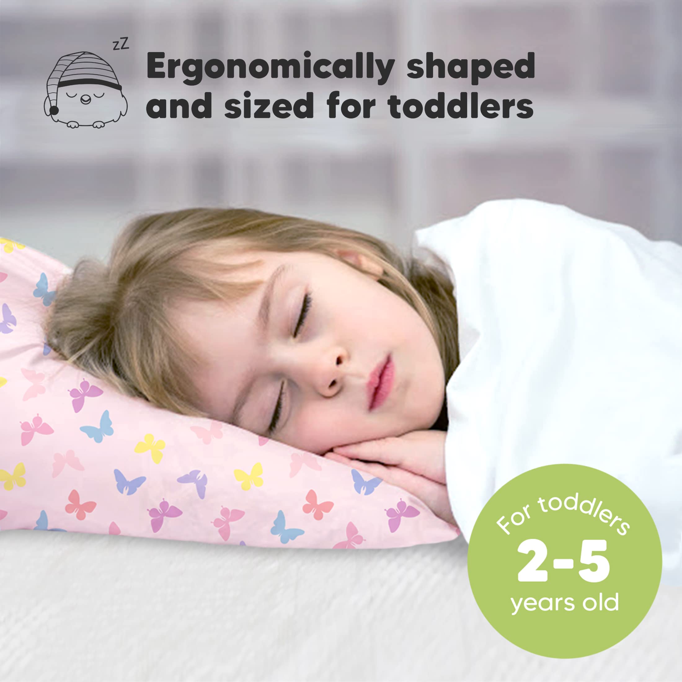 KeaBabies Toddler Pillow with Pillowcase and Toddler Pillow with Pillowcase, Jumbo 14X20-13X18 Soft Organic Cotton Toddler Pillows for Sleeping - Machine Washable Crib Pillow