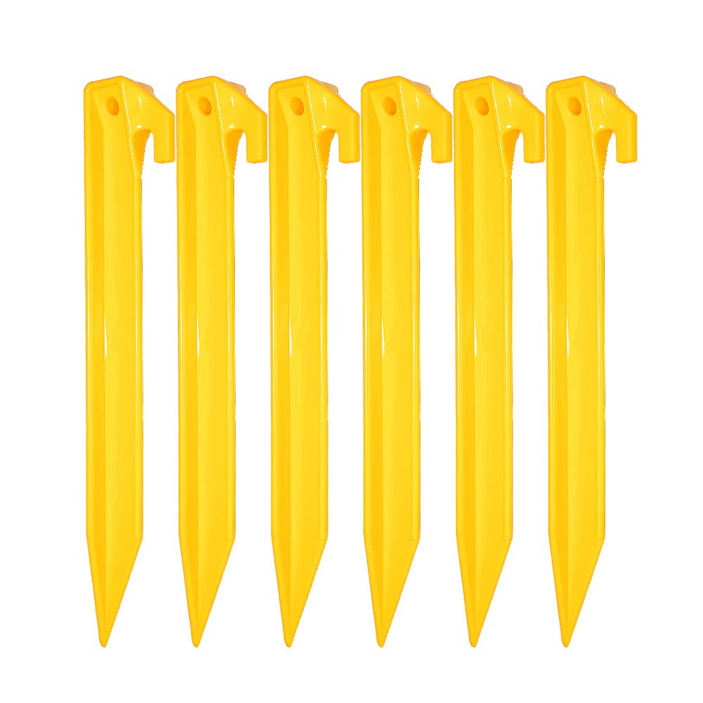Hikemax 10 Pack Plastic Tent Stakes - 9 Inch Heavy Duty Beach Tent Pegs Canopy Stakes - Essential Gear for Camping, Backpacking, Gardening and More