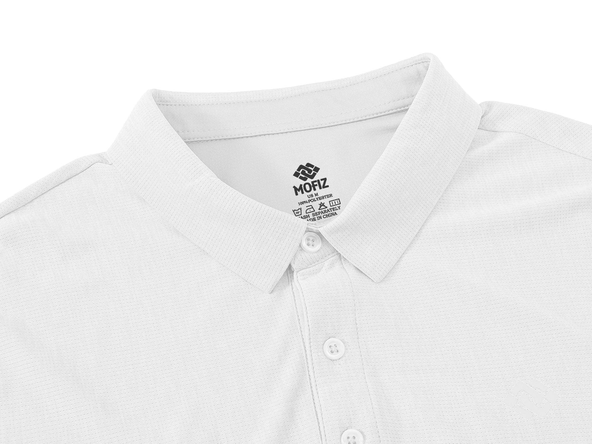 MoFiz Men's Polo Long Sleeve,Quickly Dry Fit Golf Polo Athletic Activewear Work Casual Shirts for Male Classic White X-Large