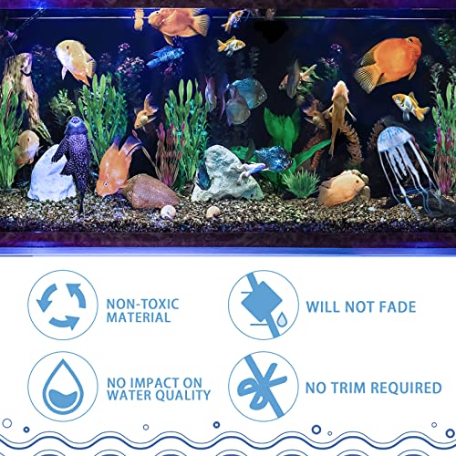 suruikei 8Pcs Fish Tank Decoration Set, Fishtank Diver Floating Decoration Aquarium Jellyfish Ornament Aquarium Artificial Plastic Plants Realistic for Various Kinds of Fish Tanks (H01)
