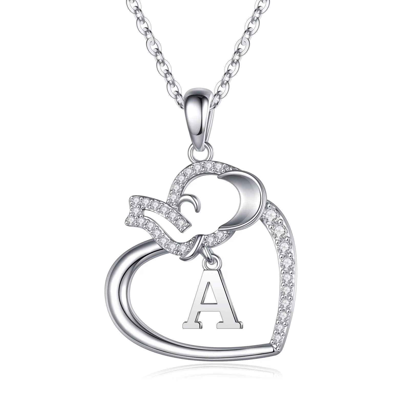 IEFSHINY Elephant Gifts Elephant Necklaces for Women, A Good Luck Elephant Love Heart Pendant Necklace Lucky Elephant Jewelry for Women Girls Friends