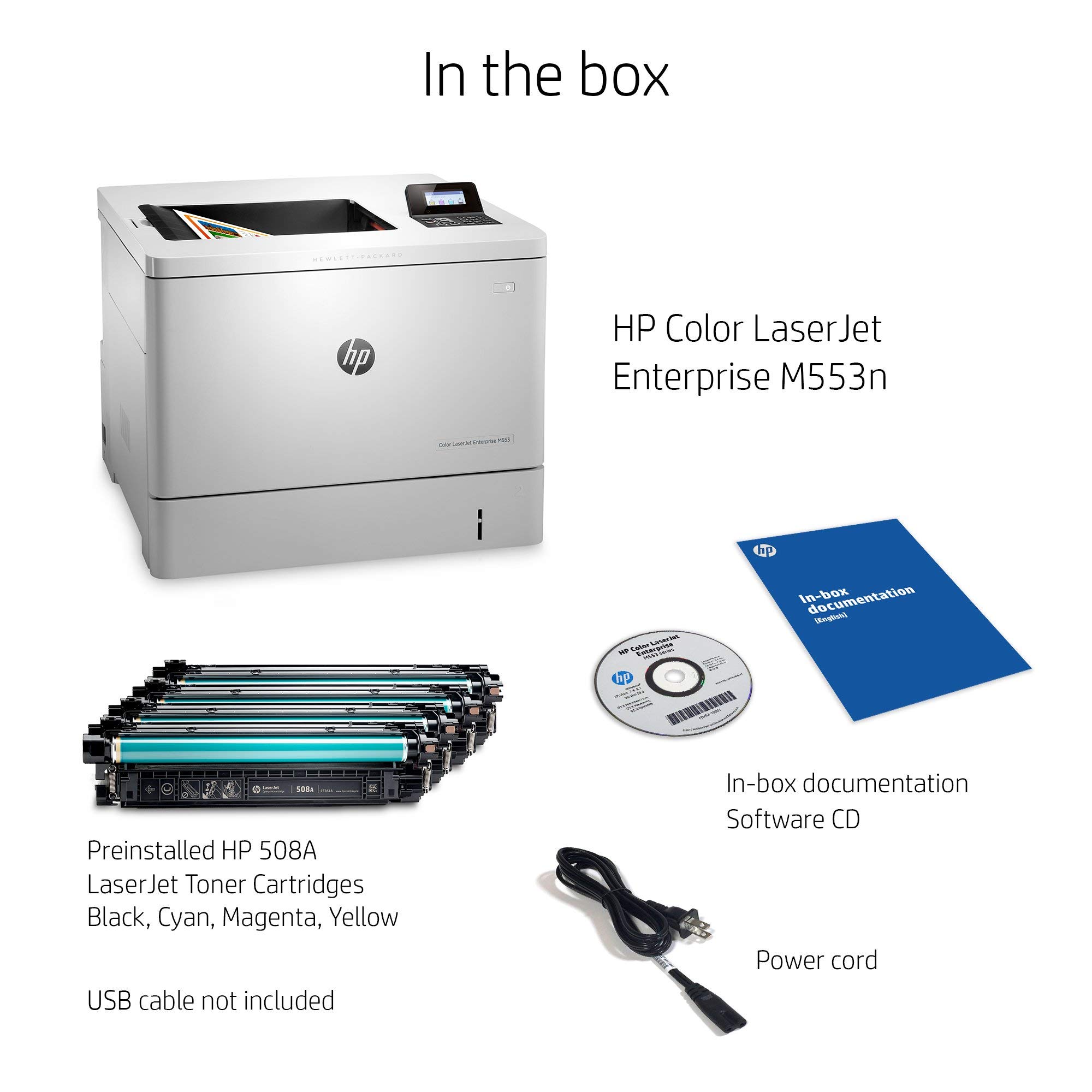 HP LaserJet Enterprise M553n Color Laser Printer with Built-in Ethernet (B5L24A) (Renewed)