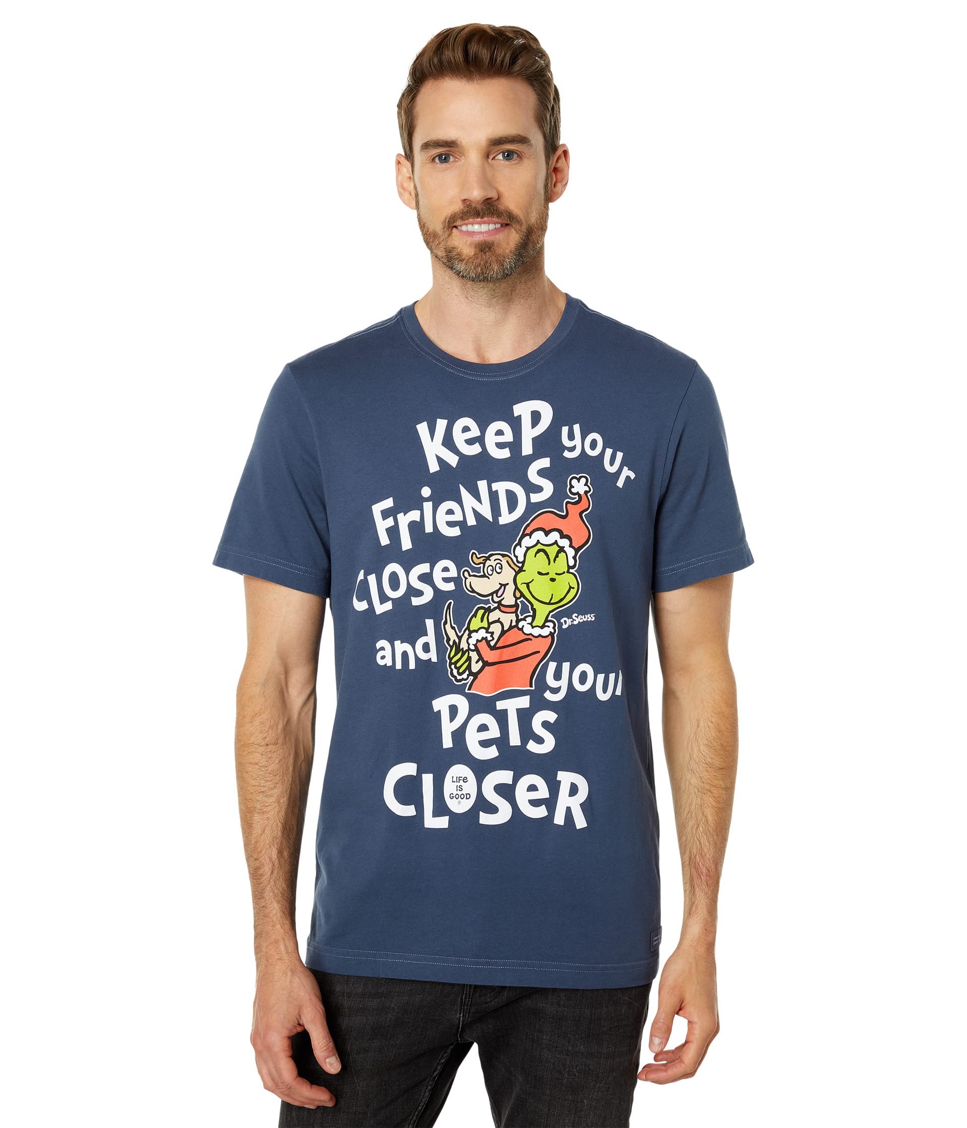 Life is Good Grinch Max Pets Closer Short Sleeve Crusher™ Tee Darkest Blue LG
