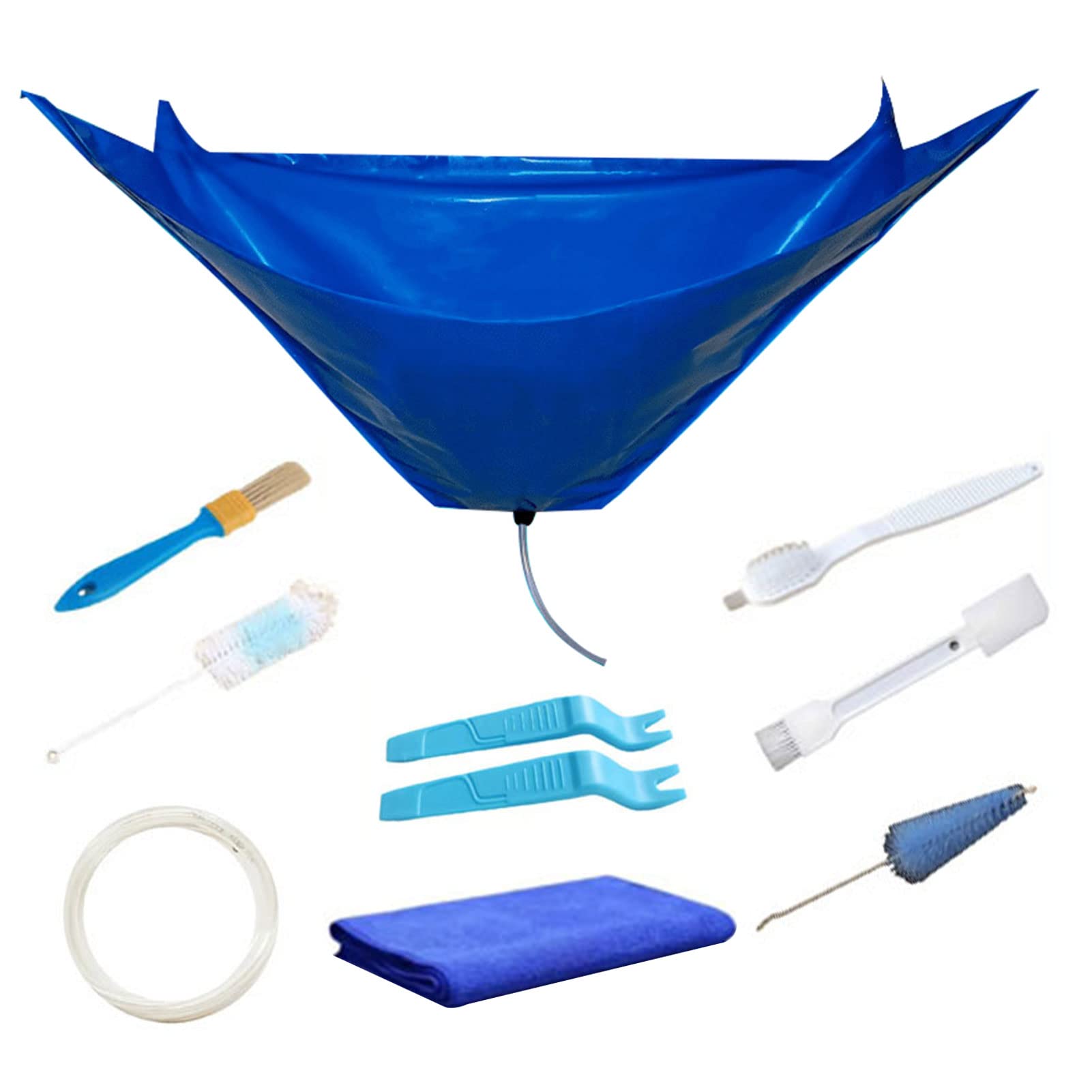 MOFUCA Split Air Conditioner Cleaning Cover Kits, Waterproof Wall Mounted Air Conditioning Dust Washing, Clean Bag with Water Pipe Brushes Towel Pry Tools(Blue)