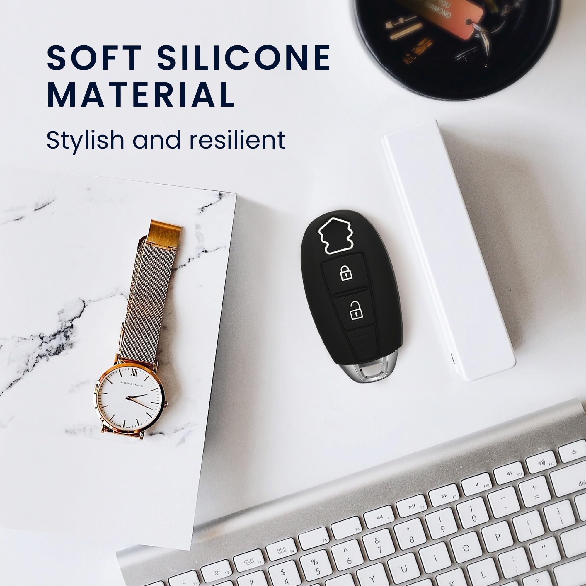 kwmobile Silicone Key Fob Cover Compatible with Suzuki Sport 2 Button Car Key Keyless Go