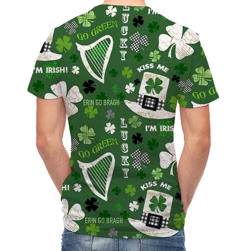 Men's Hello Lucky Shamrocks T-Shirts,St. Patrick's Day Short Sleeve Tees,Four Leaf Clover T Shirt (Hello Lucky Shamrocks-XXL)