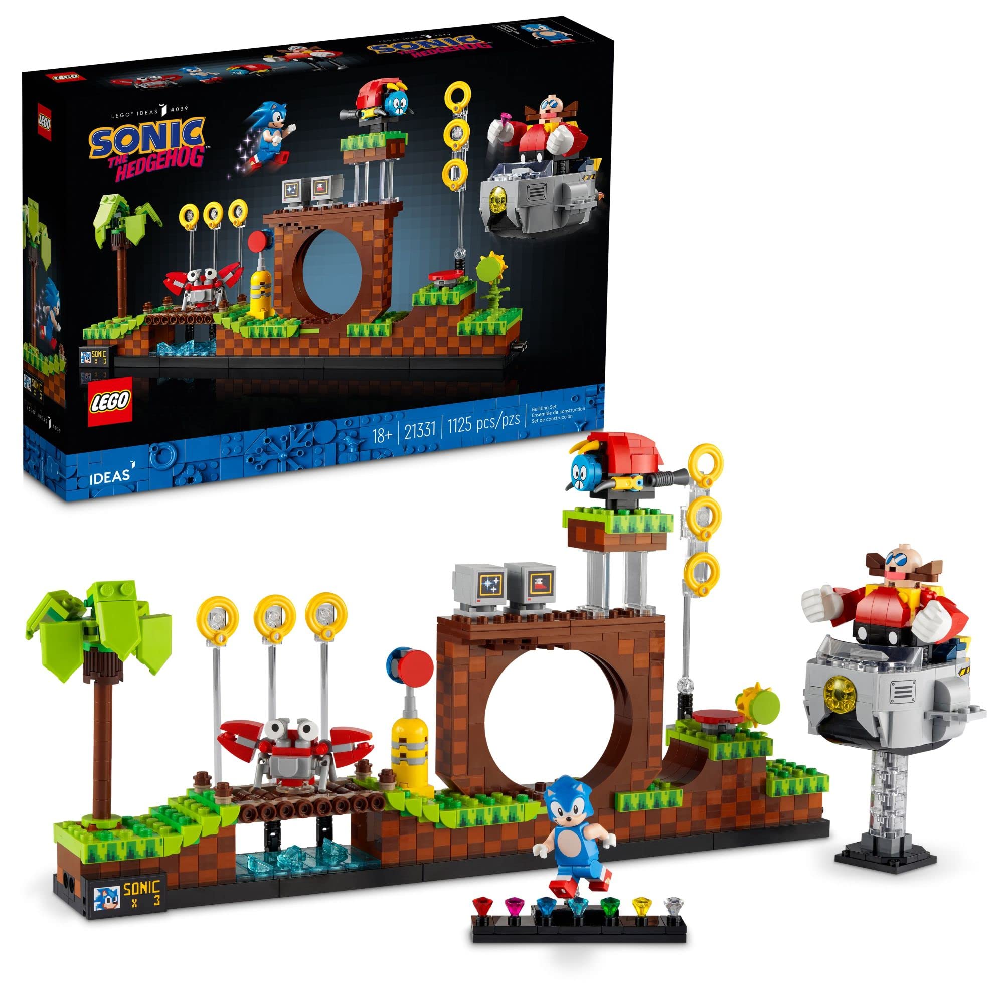 LEGO Ideas Sonic The Hedgehog â Green Hill Zone 21331 Collectible Set, Nostalgic 90's Gift Idea for Adults with Dr. Eggman Figure and Eggmobile