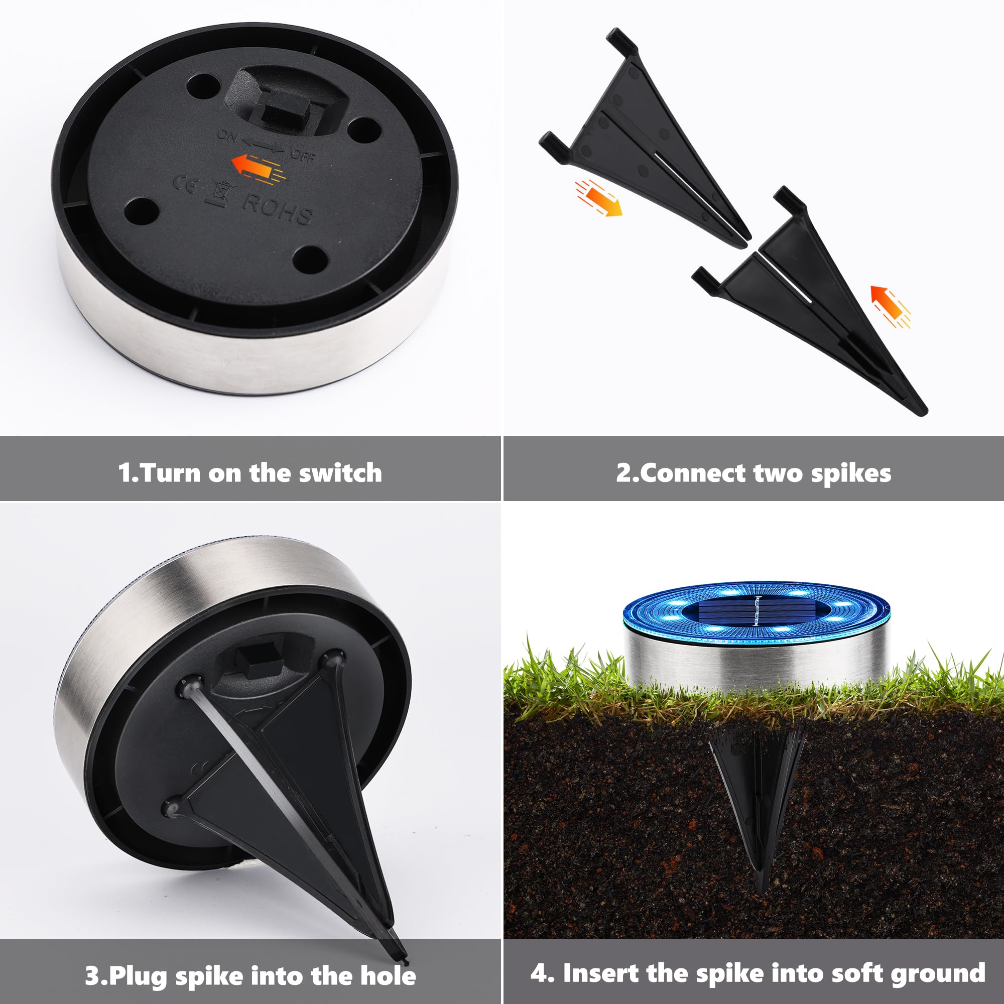 Joomer Solar Ground Lights, 12 Pack 8 LED Waterproof In-Ground Outdoor Landscape Pathway Lighting Sensor Disk Lights for Garden, Patio, Walkway, Lawn, Driveway, Yard(White)