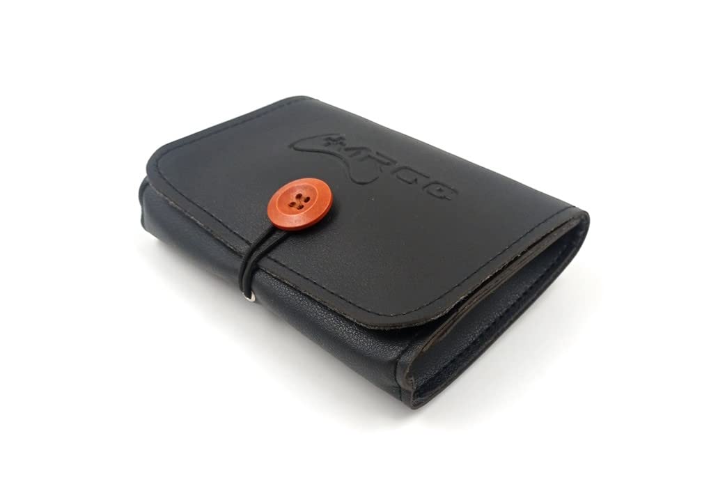 MRGC PU Leather Case Carrying Bag for Nintendo GBA / GBC / GBP, Anbernic RG351V, Retroid Pocket 1 - Portable Travel Case, Protective Pouch for Handheld Retro Game Console (Black)