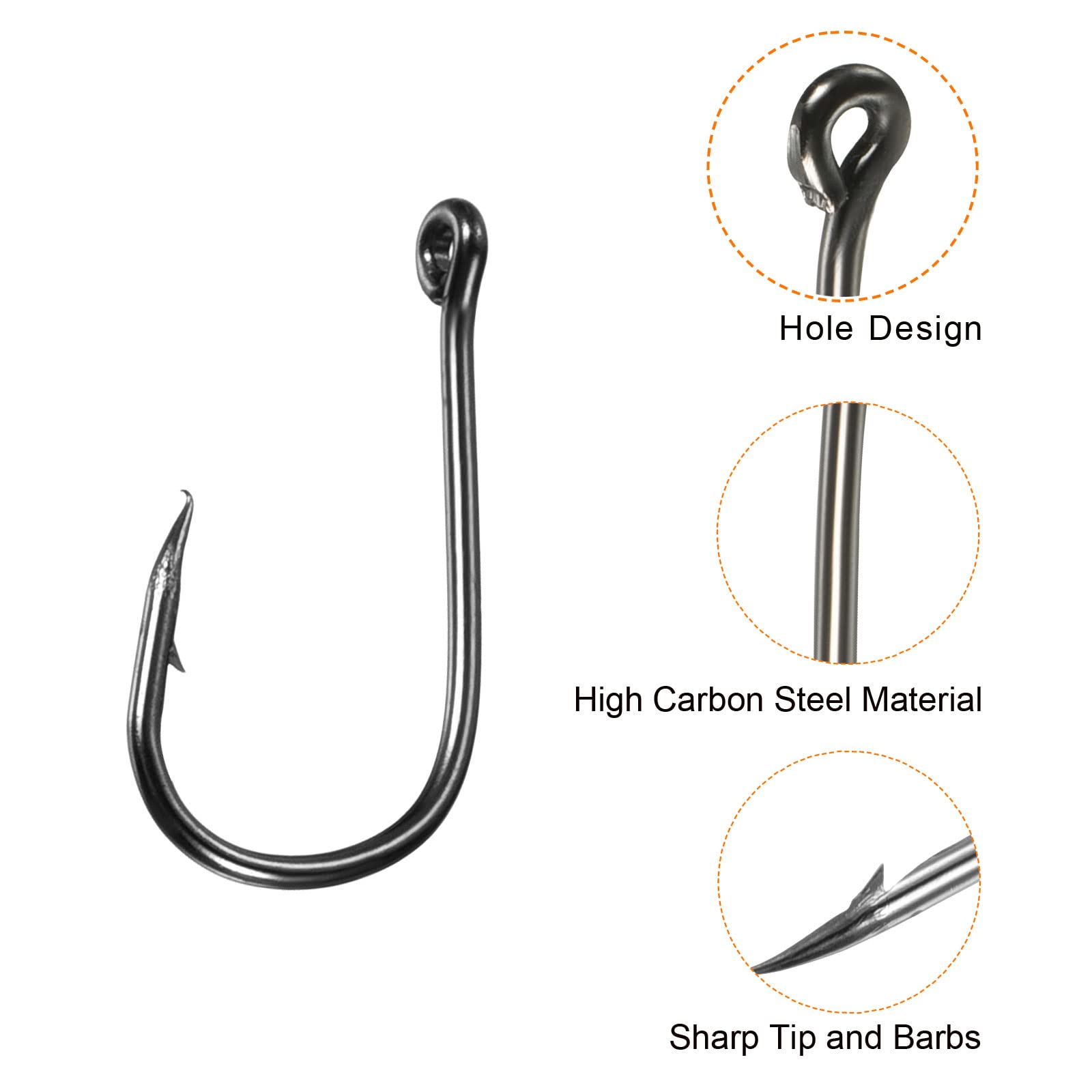PATIKIL 6# Catfish Hooks, 100 Pack 0.31" Claw Fish Hook Fishing Hook High Carbon Steel J Shaped with Barbs for Freshwater Saltwater, Black