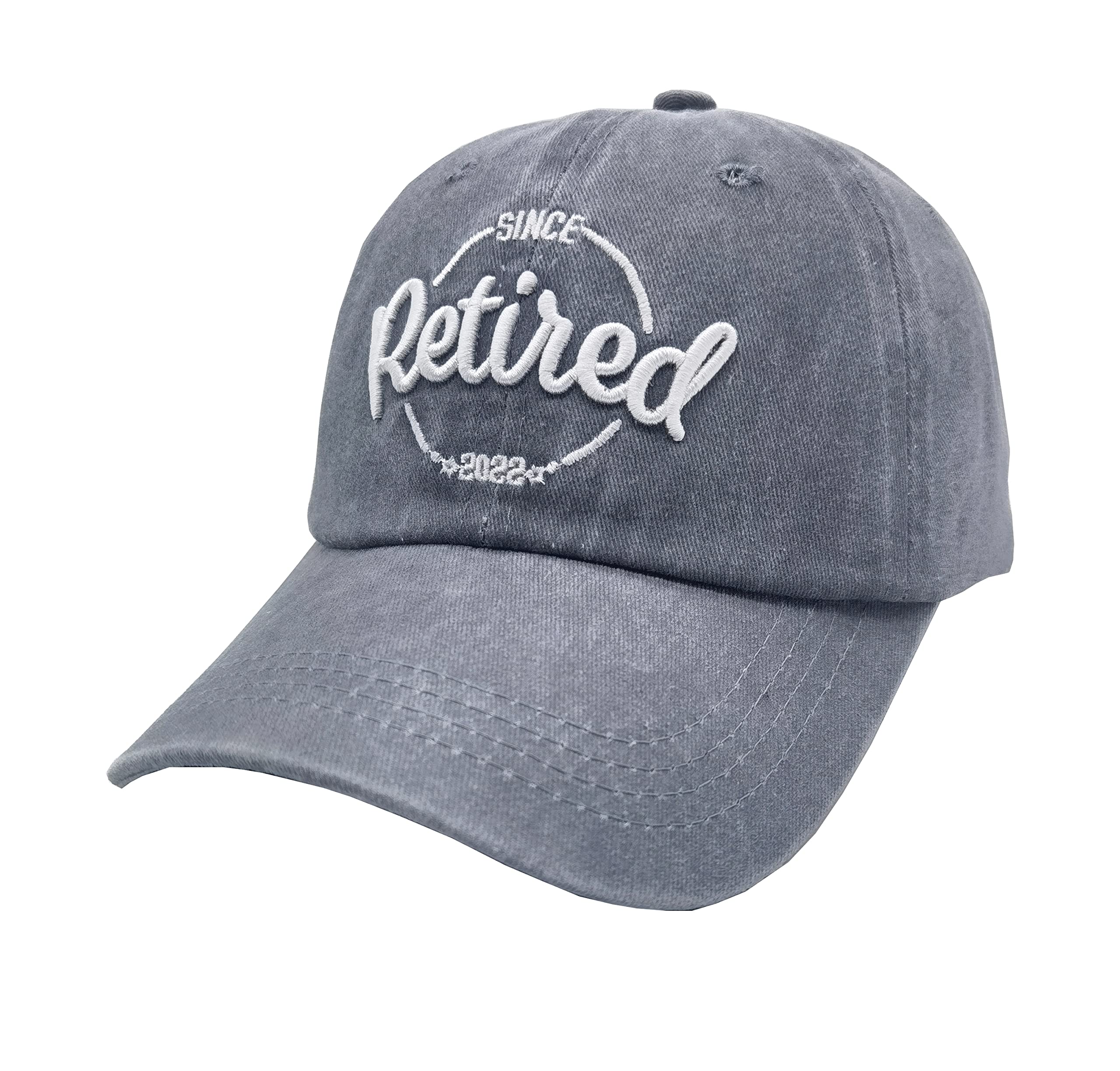 LOKIDVE Men's Retired Since 2022 Baseball Cap Retirement Embroidered Adjustable Denim Dad Hat Grey
