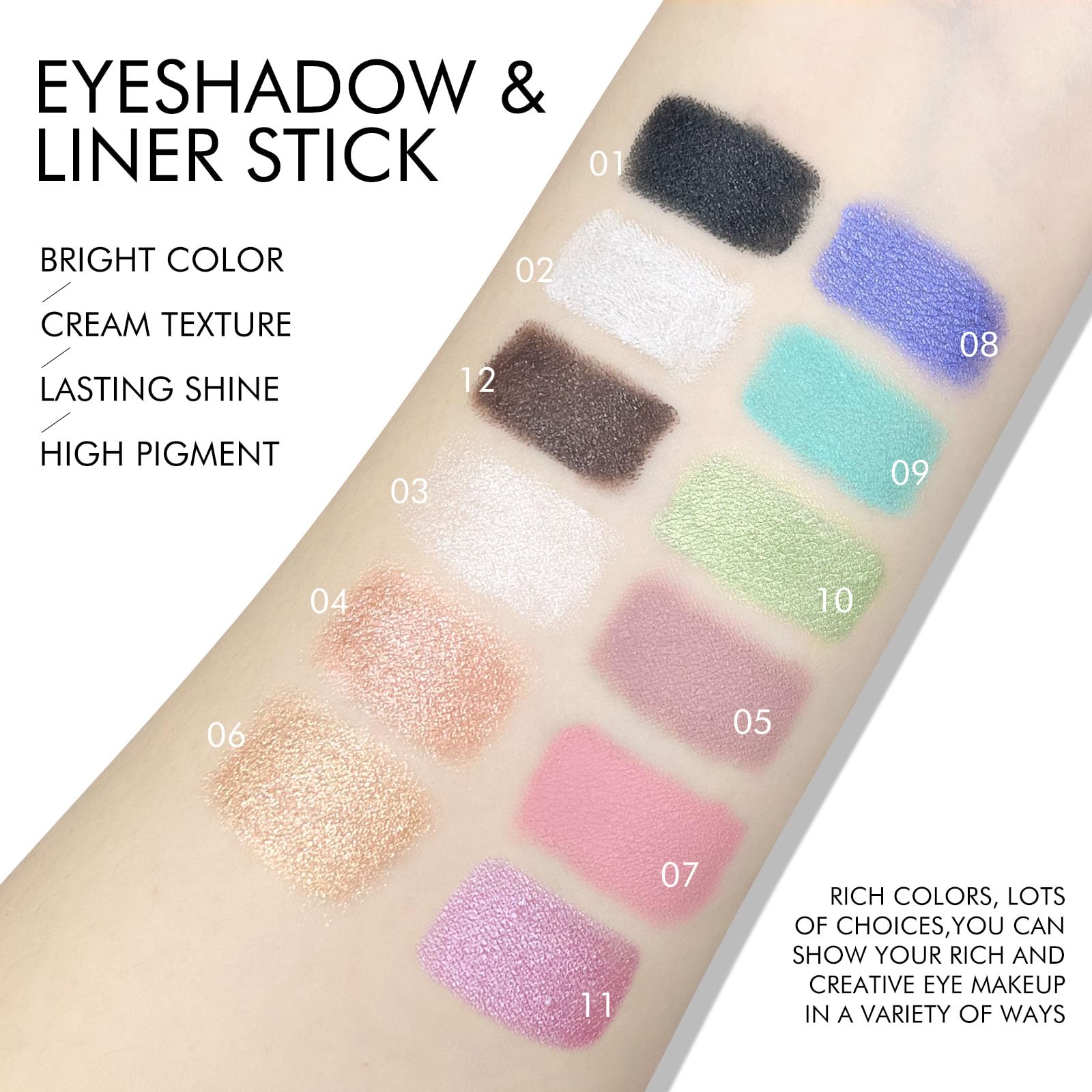 KYDA 4 Colors Liner and Eyeshadow Stick, Multiuse Cream Eyeliner Eyeshadow, Lasting Matte Shimmer Tones, All In One Eyes Makeup Stick Set, Colorful Eyeliner & Shadow Pencil, by Ownest Beauty-Set B