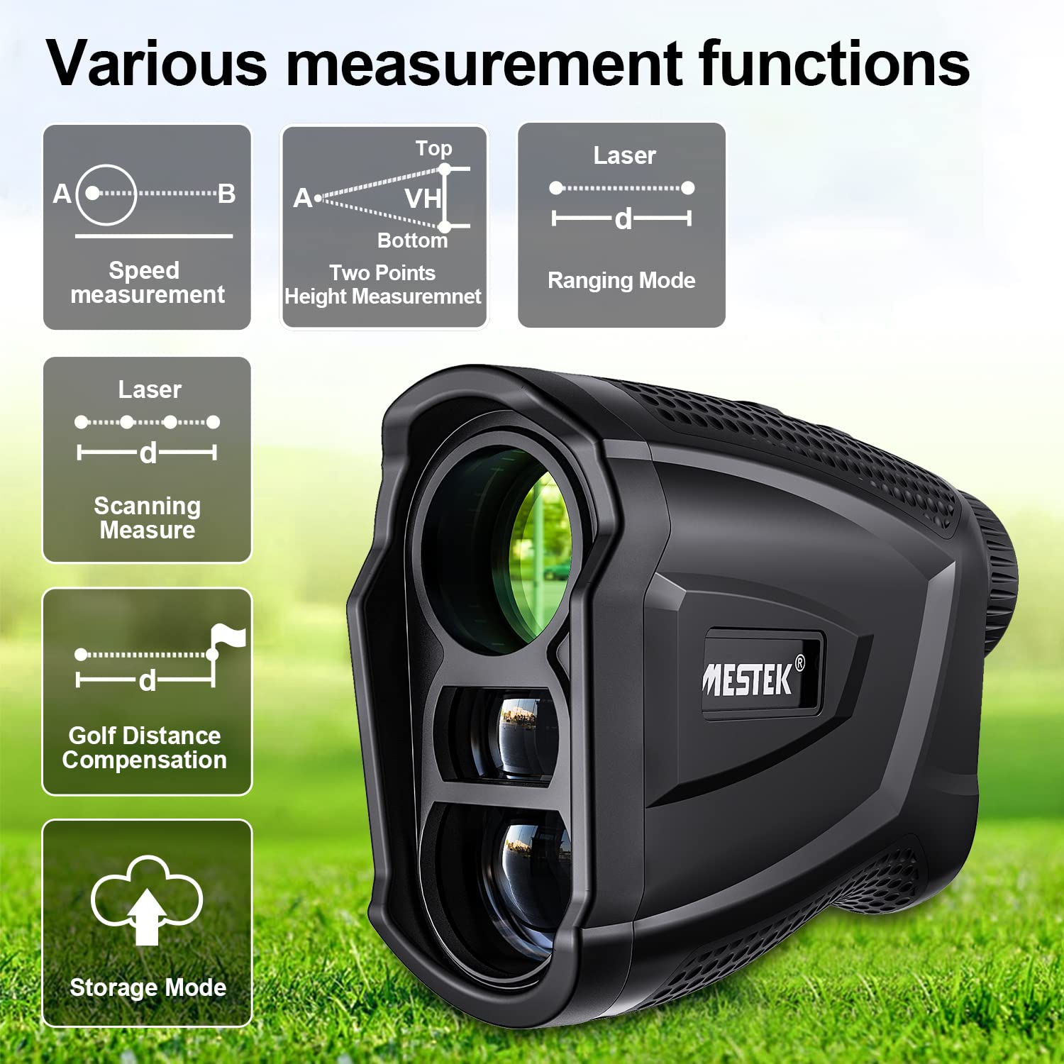 MESTEK Golf/Hunting Rangefinder 660 Yards Slope Laser Range Finder with 6X Magnification, Flag Pole Locking Vibration Rangefinder, Distance Speed Angle Measuring, Accurate & Clear Reading for Golfers