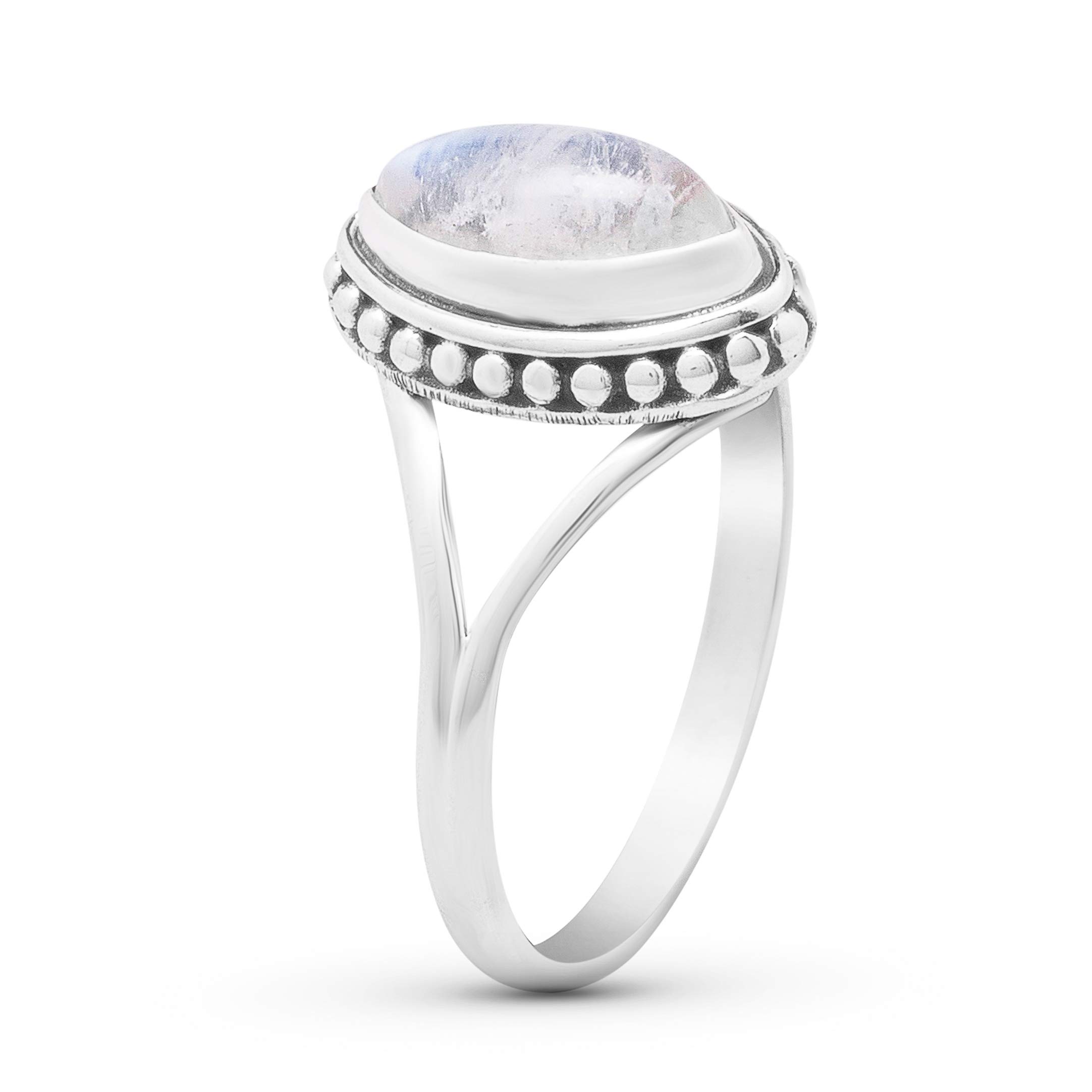 Koral Jewelry Cut Marquise Moonstone Delicate Ring 925 Sterling Silver Vintage Tribal Gipsy Boho Look (7)