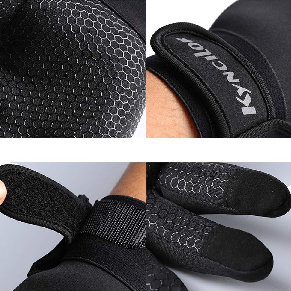 KYNCILOR Winter Full Finger Non-Slip Silicone Warm Cycling Gloves, Touch Screen, Splash-Proof for Cycling, Hiking, Climbing, Running, Camping Outdoor Projects(Large)
