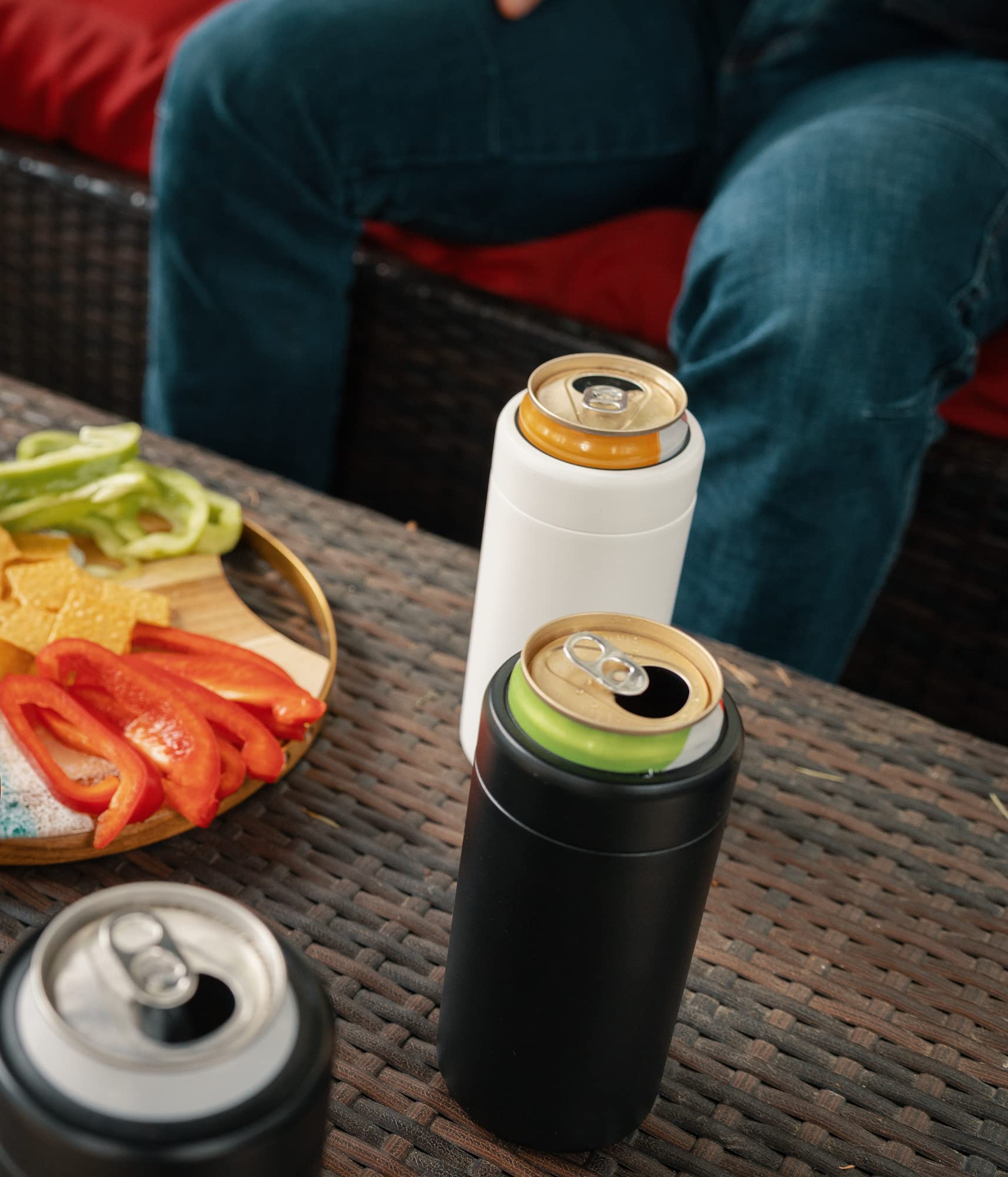 MiiR, Slim Can and Seltzer Chiller, Insulated Stainless Steel Construction, Black, 12 oz