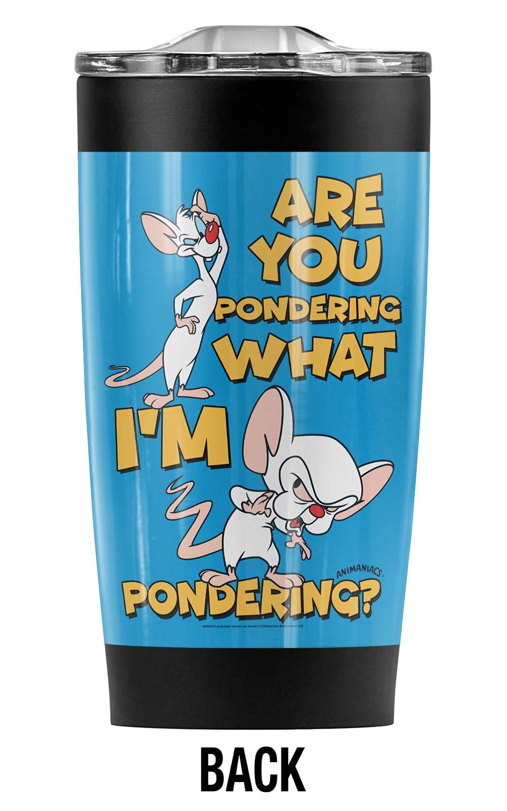Logovision Pinky and the Brain Brain Pondering Stainless Steel Tumbler 20 oz Coffee Travel Mug/Cup, Vacuum Insulated & Double Wall with Leakproof Sliding Lid | Great for Hot Drinks and Cold Beverages
