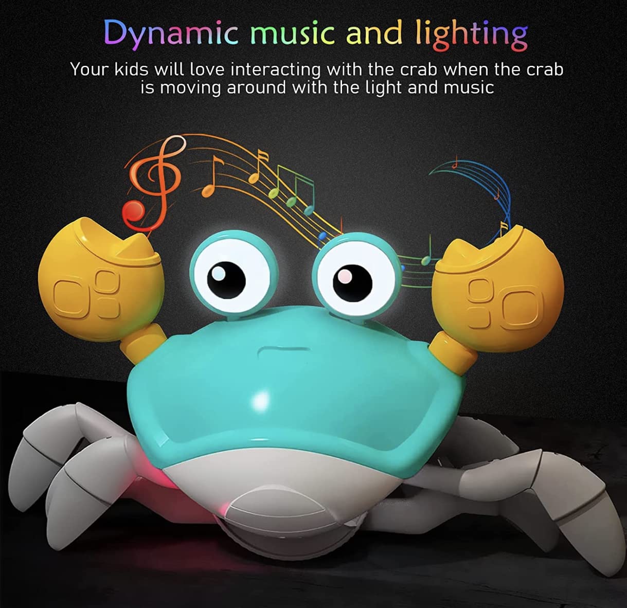 Juguete cabgrejo didactico con música Luces y sensores de movimiento , recargable con USB