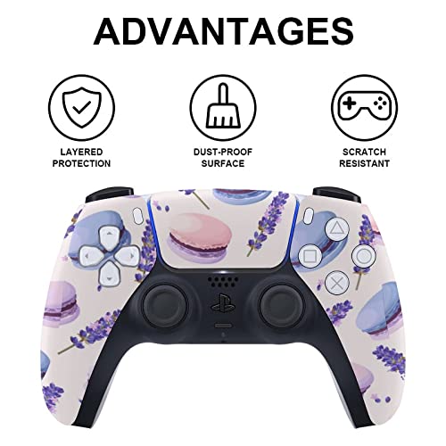 Pastel Macarons Full Protective Skin Cover Design Wrap Decal Sticker Compatible with PS5 Digital Edition Console and Controller