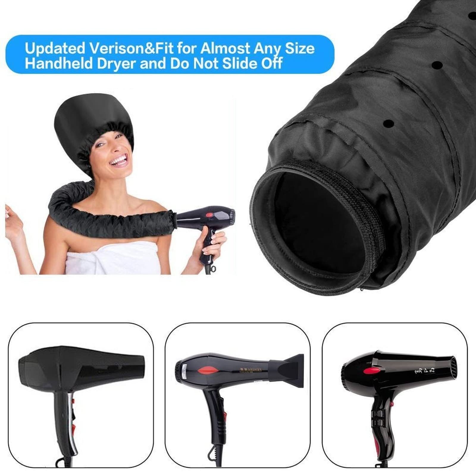 Portable Soft Hair Drying Cap Bonnet Hood Hat Womens Blow Dryer Home Dry Hair Cap Hairdressing Salon Supply Adjustable Accessory (Silver)