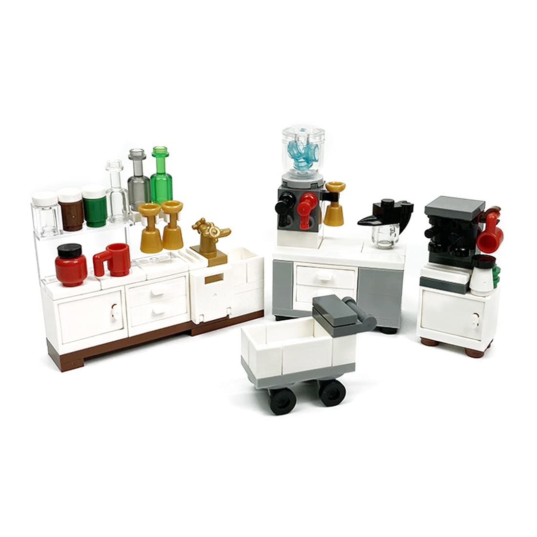 Ottima Coffee Machine Building Kit Kitchen Set, DIY Assembly Tableware Kitchen Cabinets Building Models for Kids Adults Compatible with Lego Ideas