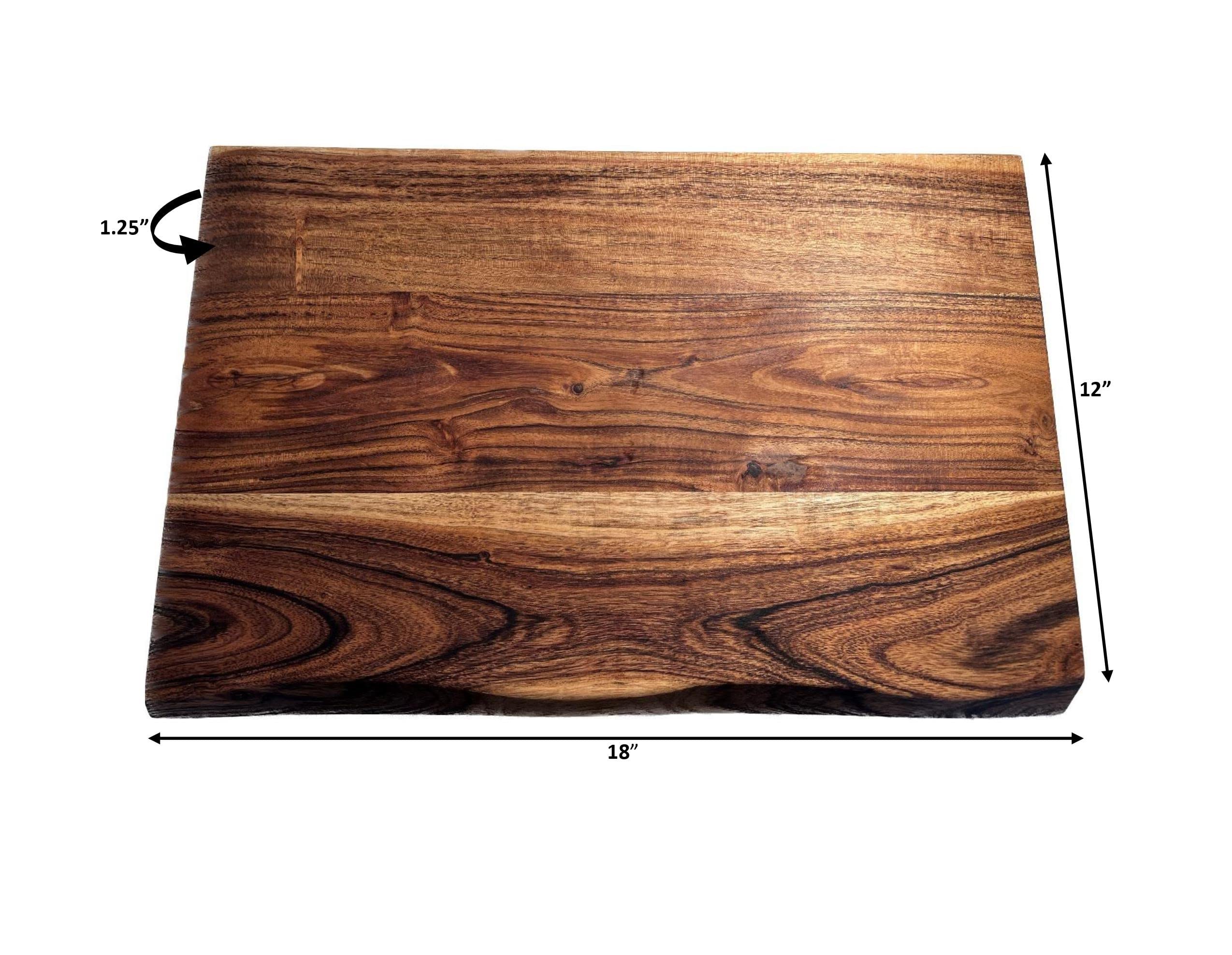 Mountain Woods Large Brown Hand Crafted Live Edge Cutting Board | Serving Tray made Solid Acacia HardWood | Charcuterie Board | Chopping Board for Vegetables, Fruits and Meat | Cheese Board - 18"