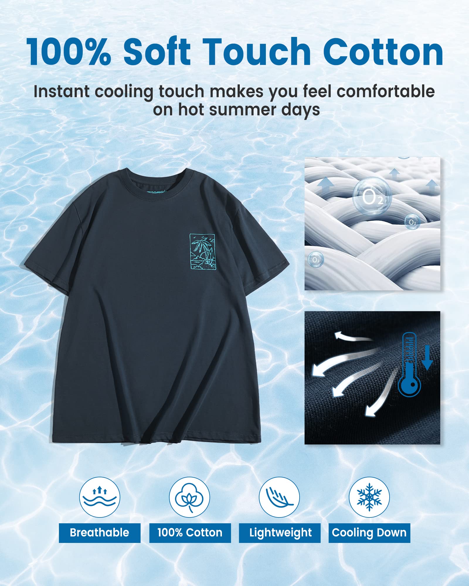 maamgic Mens Graphic T-Shirts Soft Cooling Touch Tees with Pocket