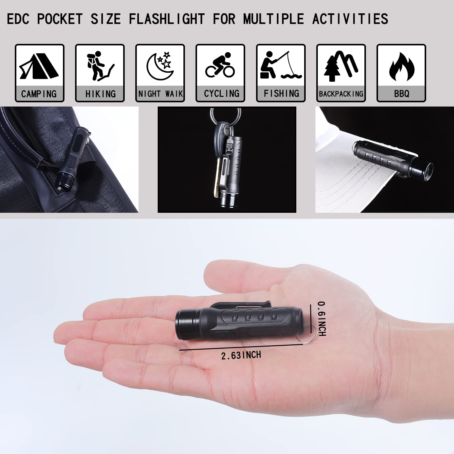 KunHe 4 Pack EDC Mini Small Pocket Keychain Flashlight USB Rechargeable 300 High Lumens Bright Powerful Bulk LED Flashlights